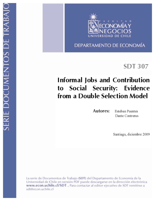 (PDF) Informal jobs and contribution to social security: Evidence from ...