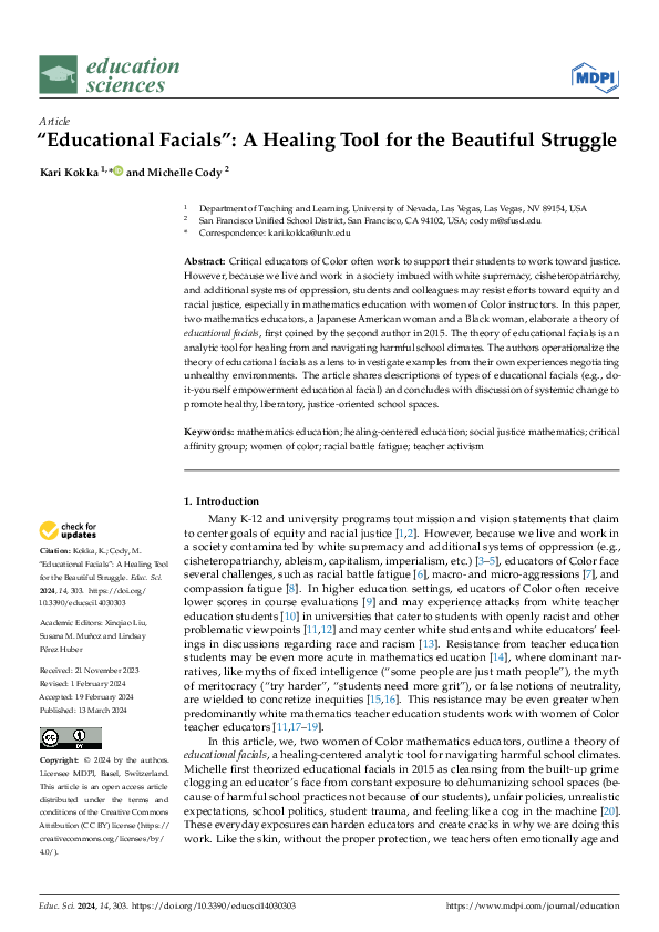 (PDF) “Educational Facials”: A Healing Tool for the Beautiful Struggle