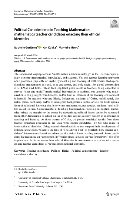 (PDF) Political Conocimiento in Teaching Mathematics: mathematics ...