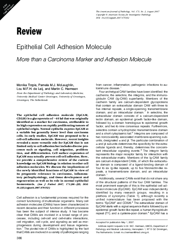 (PDF) Epithelial Cell Adhesion Molecule