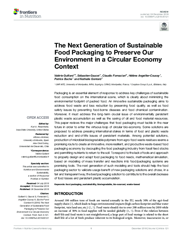 (PDF) The Next Generation of Sustainable Food Packaging to Preserve Our ...