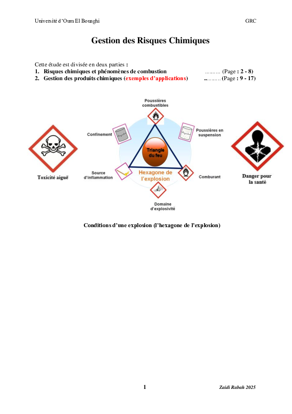(PDF) Cours : Gestion des Risques Chimiques HS25