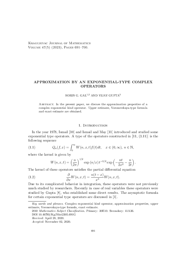 (PDF) Approximation by an Exponential-Type Complex Operators