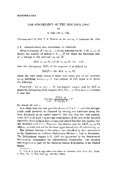 (PDF) The Discrepancy of the Sequence {(2nx)}