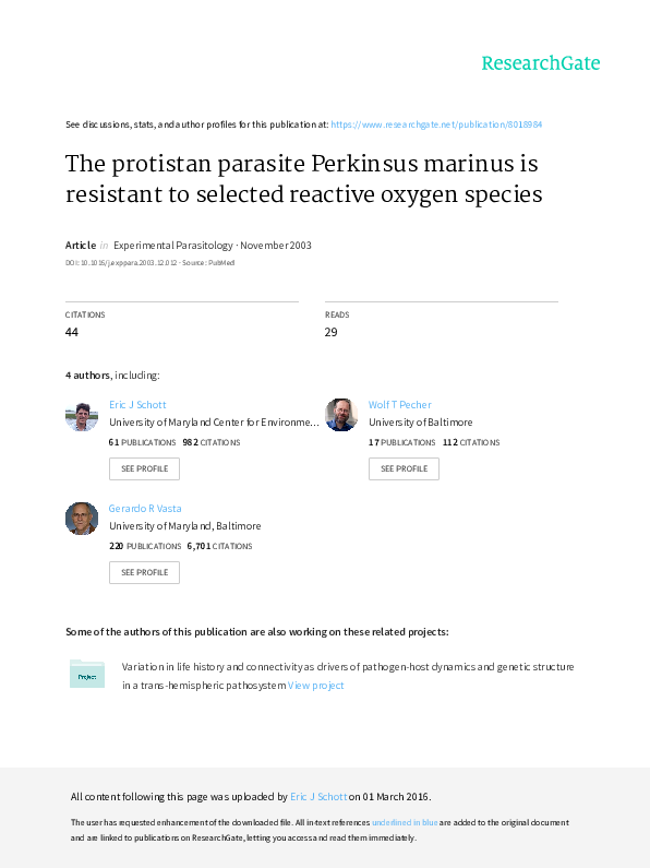 (PDF) The protistan parasite Perkinsus marinus is resistant to selected ...