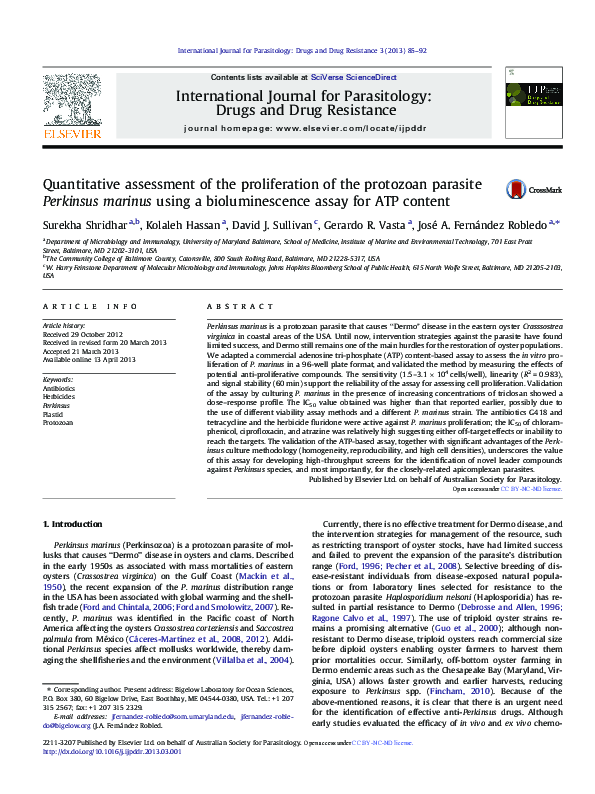 (PDF) Quantitative assessment of the proliferation of the protozoan ...