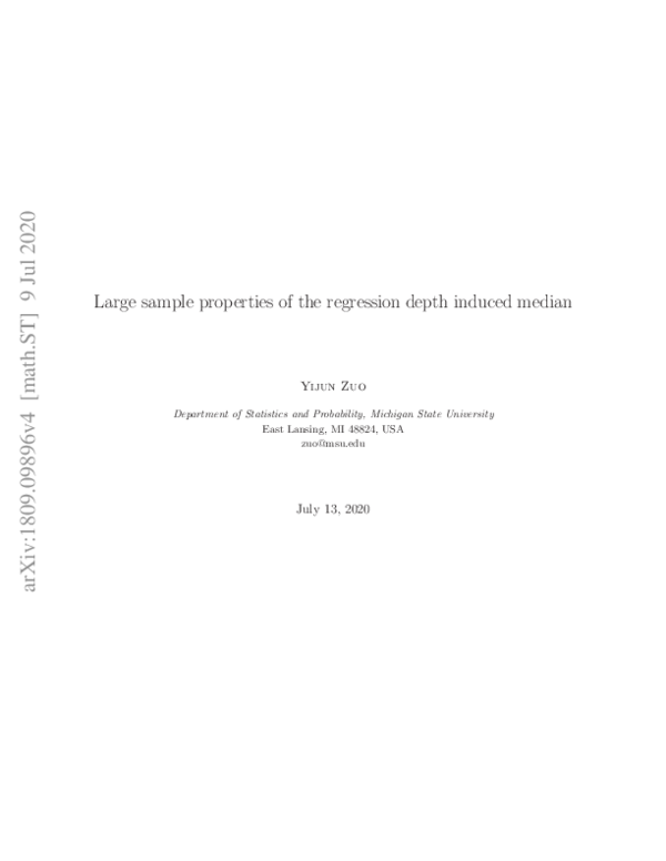 (PDF) Large sample properties of the regression depth induced median
