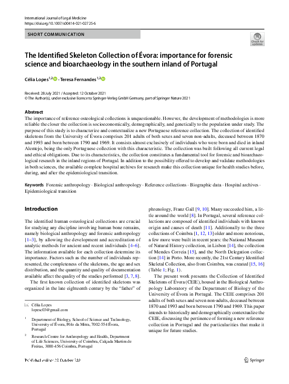 (PDF) The Identified Skeleton Collection of Évora: importance for ...