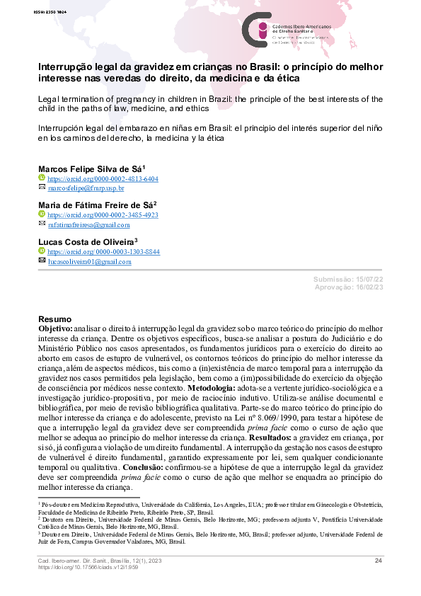 (PDF) Interrupção legal da gravidez em crianças no Brasil: o princípio ...