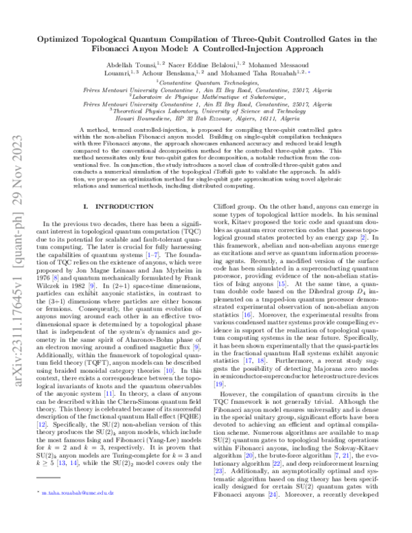 (PDF) Optimized Topological Quantum Compilation of Three-Qubit ...
