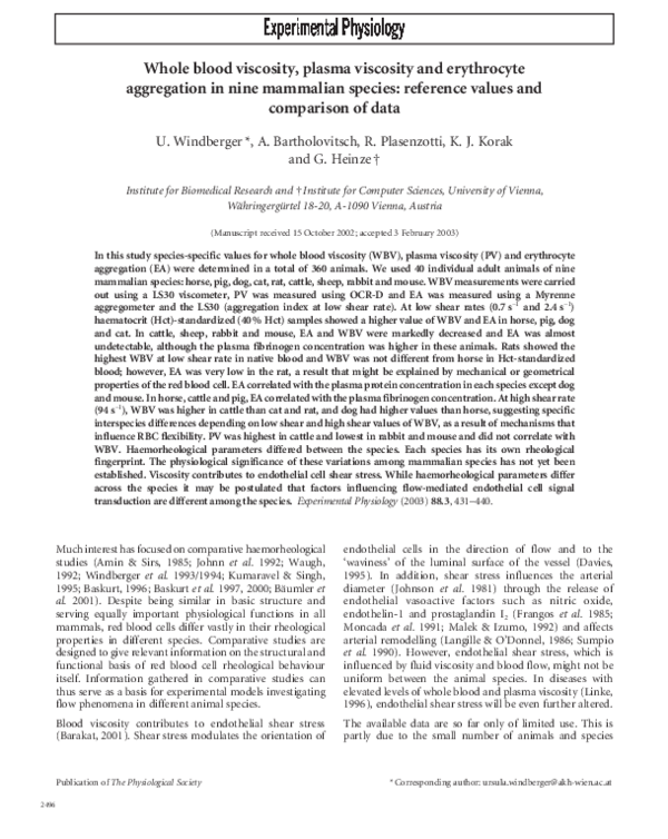 (PDF) Whole Blood Viscosity, Plasma Viscosity and Erythrocyte ...