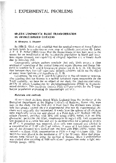 (PDF) Spleen Lymphocyte Blast Transformation in Thymectomized Chickens