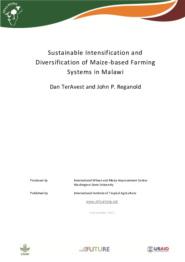 (PDF) Sustainable intensification and diversification options with ...