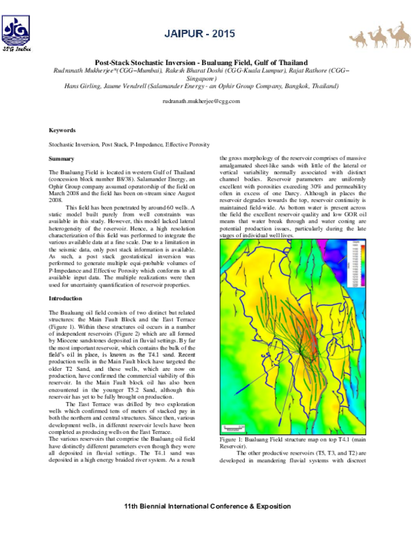 (PDF) Post-Stack Stochastic Inversion-Bualuang Field, Gulf of Thailand