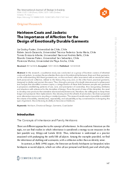 (PDF) Heirloom coats and jackets: The Importance of Affection for the ...