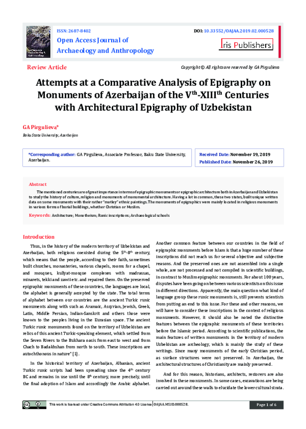 (PDF) Attempts at a Comparative Analysis of Epigraphy on (1)