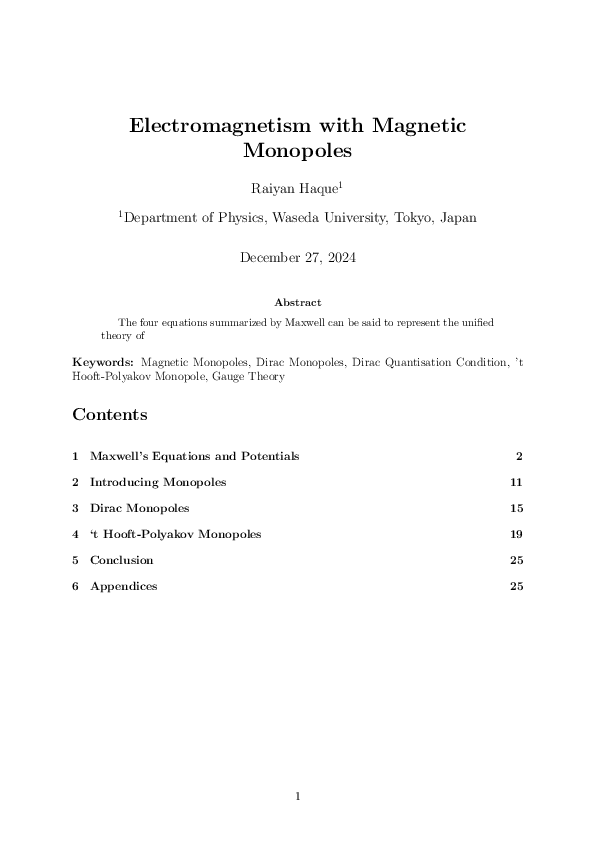 (PDF) Electromagnetism with Magnetic Monopoles
