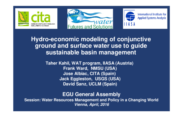 Pdf Hydro Economic Modeling Of Conjunctive Ground And Surface Water Use To Guide Sustainable