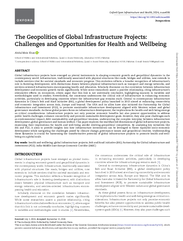 (PDF) The Geopolitics of Global Infrastructure Projects: Challenges and ...