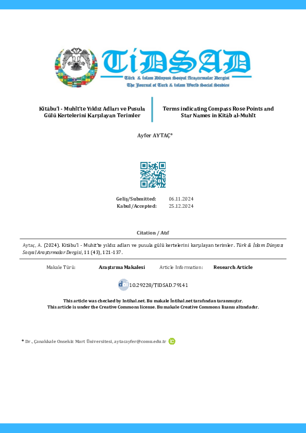 (PDF) KİTABU’L - MUHİT’TE YILDIZ ADLARI VE PUSULA GÜLÜ KERTELERİNİ ...