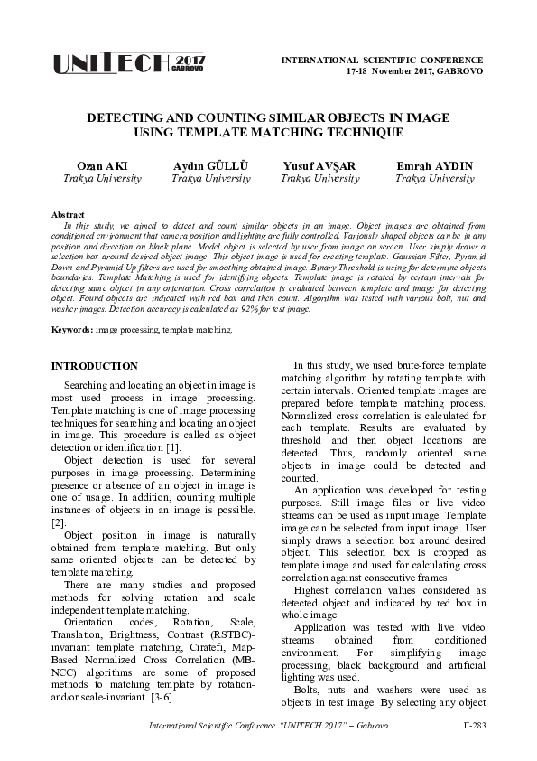 Pdf Detecting And Counting Similar Objects In Image Using Template Matching Technique
