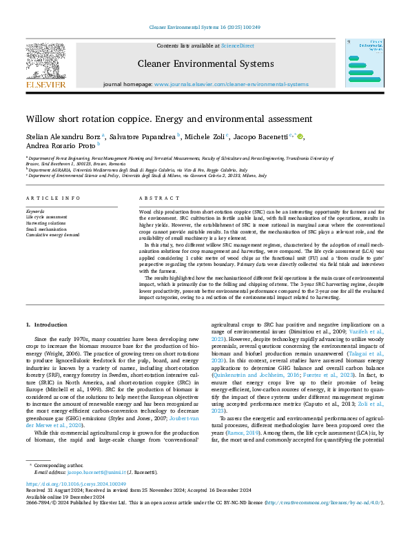 (PDF) Willow short rotation coppice. Energy and environmental assessment