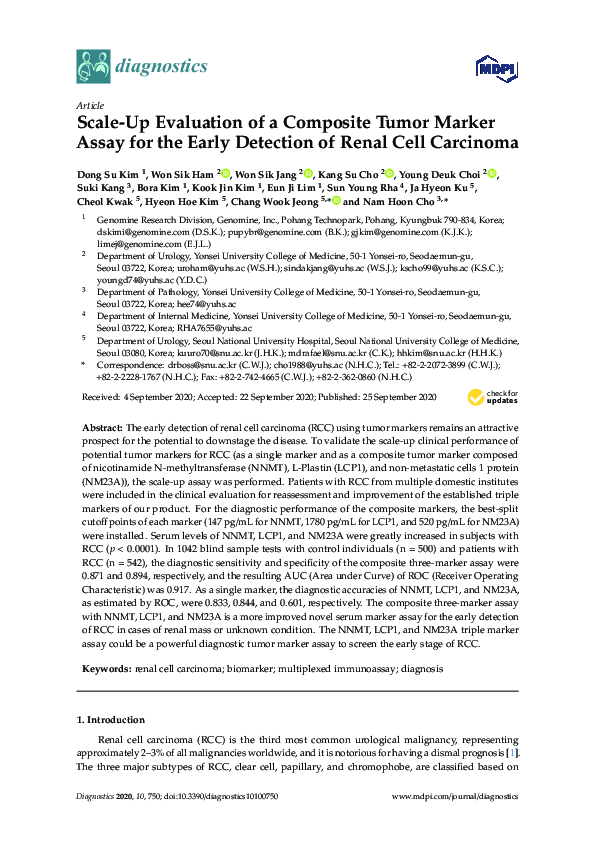 (PDF) Scale-Up Evaluation of a Composite Tumor Marker Assay for the ...