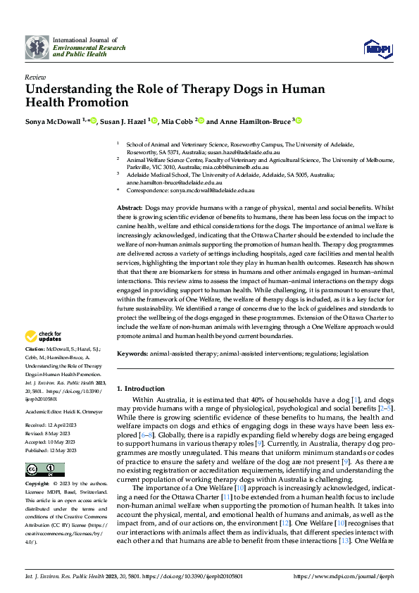 (PDF) Understanding the Role of Therapy Dogs in Human Health Promotion