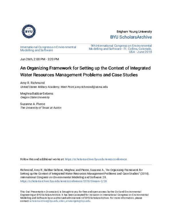 (PDF) An Organizing Framework for Setting up the Context of Integrated ...
