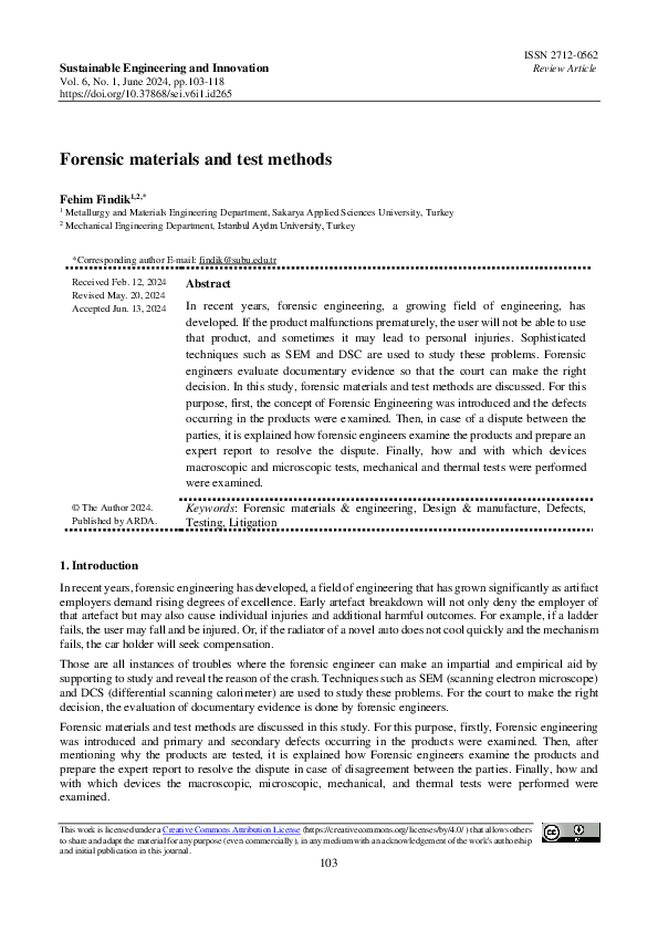 (PDF) Forensic materials and test methods