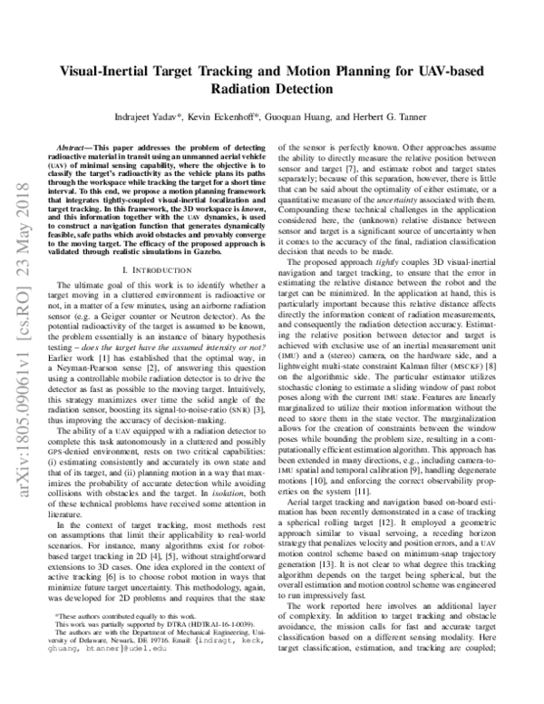 (PDF) Visual-Inertial Target Tracking and Motion Planning for UAV-based ...