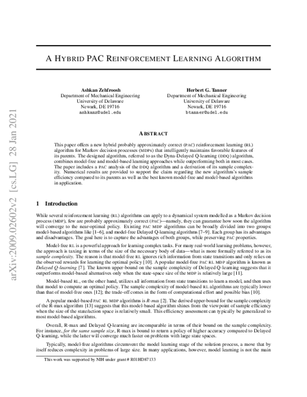 (PDF) A Hybrid PAC Reinforcement Learning Algorithm