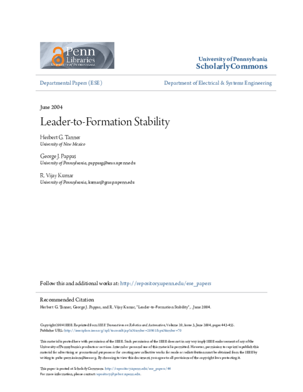 (PDF) Leader-to-Formation Stability