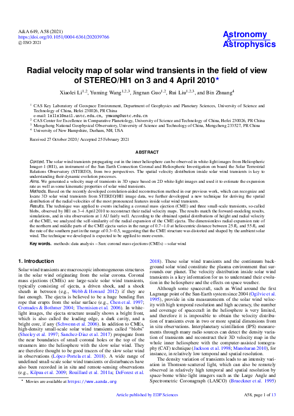 (PDF) Radial velocity map of solar wind transients in the field of view ...