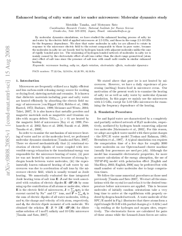 (PDF) Enhanced heating of salty water and ice under microwaves ...