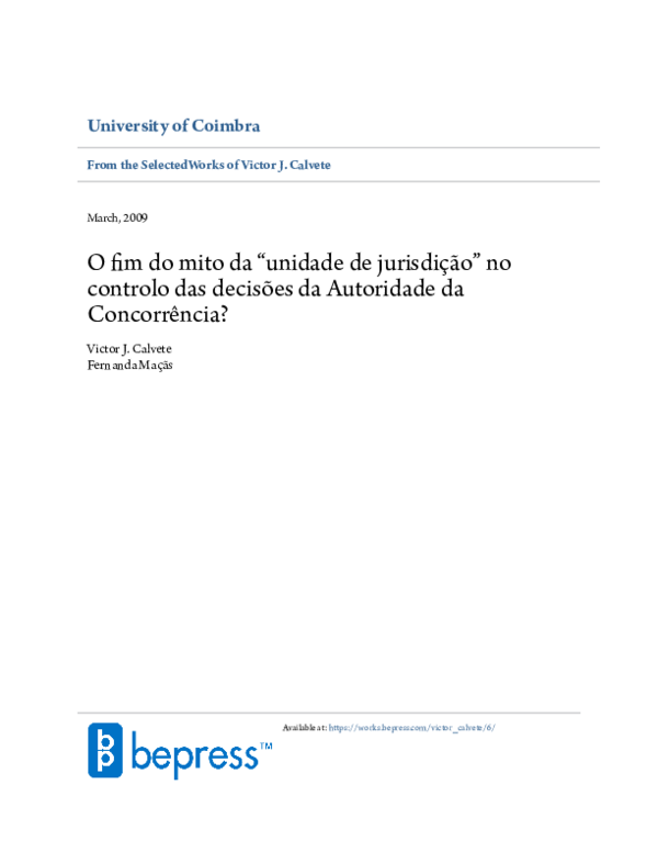 (PDF) O fim do mito da unidade de jurisdição no controlo das decisões ...