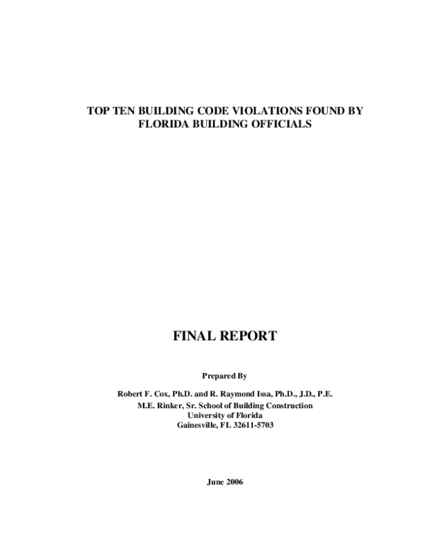 (PDF) Top Ten Building Code Violations Found by