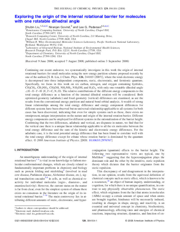 (PDF) Exploring the origin of the internal rotational barrier for ...