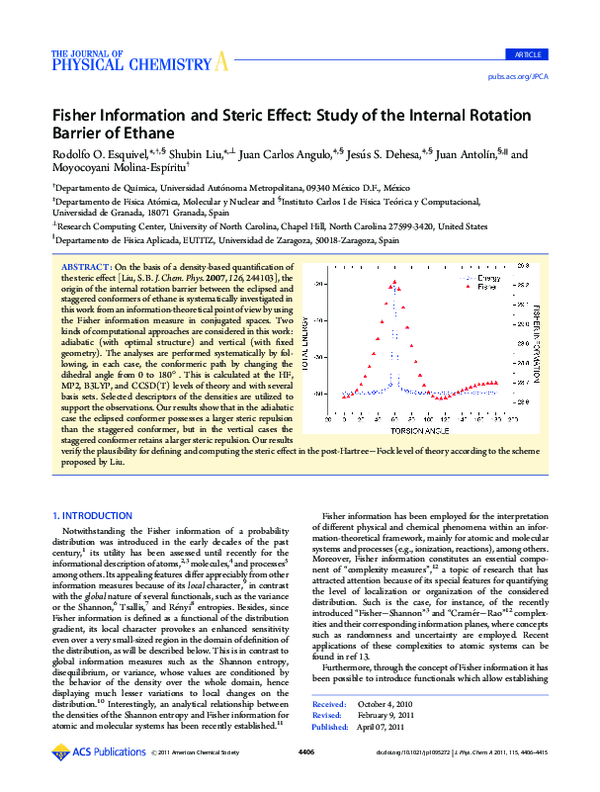 (PDF) Fisher Information and Steric Effect: Study of the Internal ...