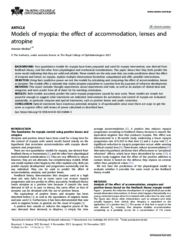 (PDF) Models of Myopia Eye 2023 as published