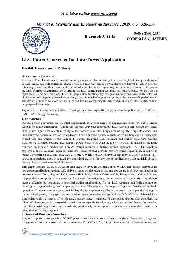 (PDF) LLC Power Converter for Low-Power Application