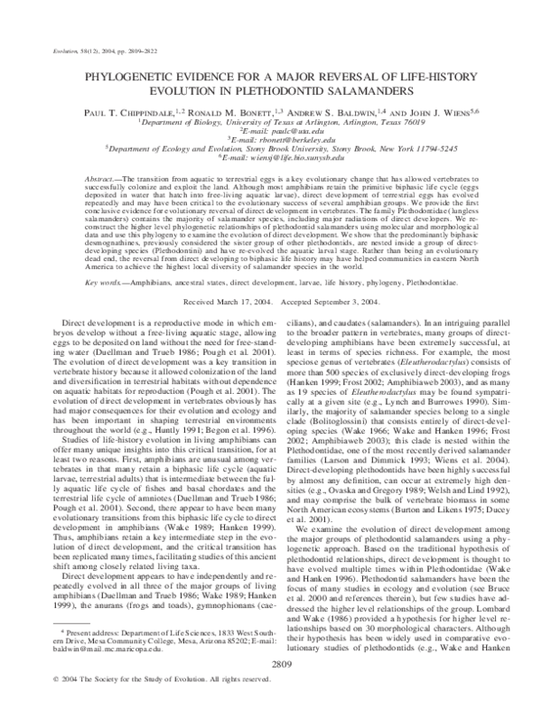 (PDF) Phylogenetic Evidence for a Major Reversal of Life-History ...