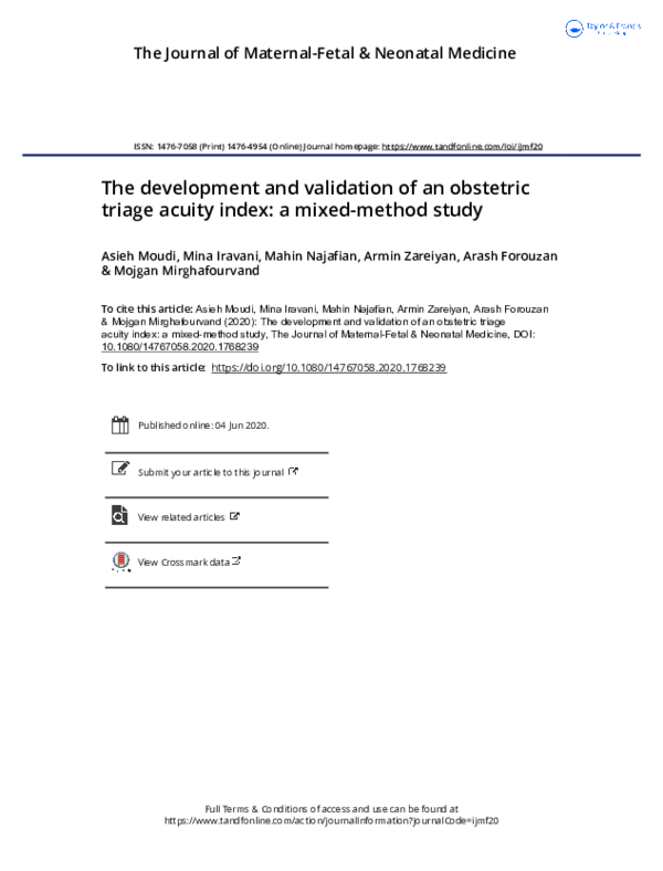 (PDF) The development and validation of an obstetric triage acuity index: a mixed-method study