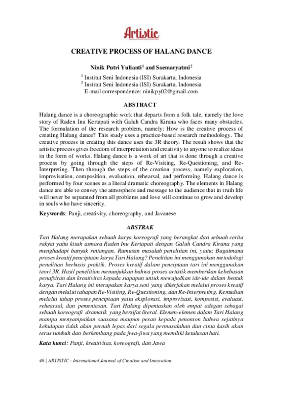 (PDF) Creative Process of Halang Dance