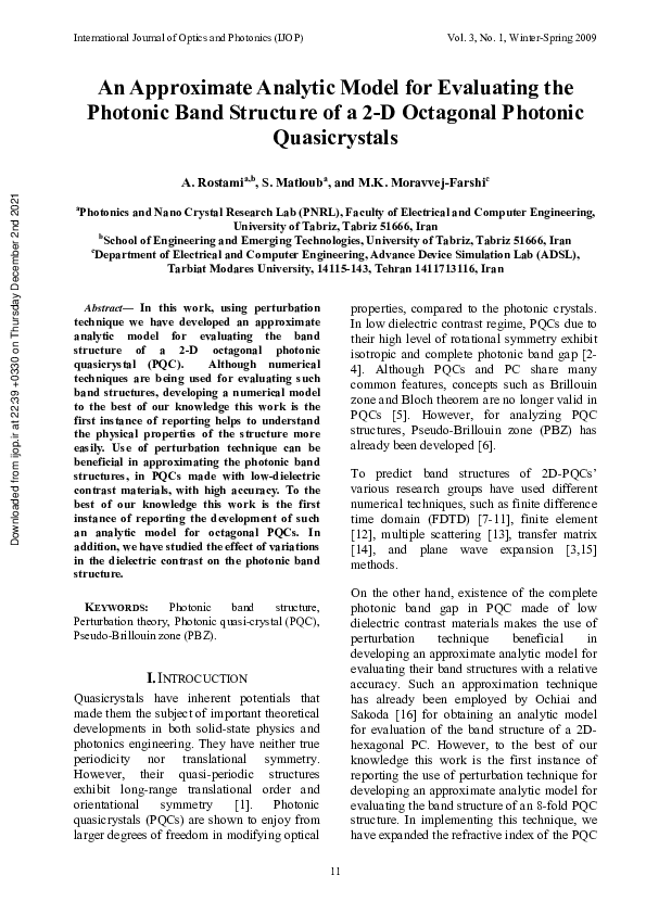 (PDF) An Approximate Analytic Model for Evaluating the Photonic Band ...