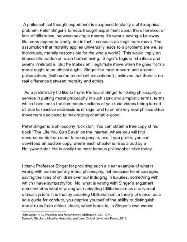 (PDF) What is Wrong With Peter Singer's Thought Experiment.pdf
