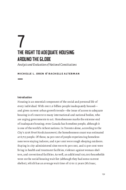 (PDF) 7. The Right to Adequate Housing Around the Globe | Michelle Oren ...