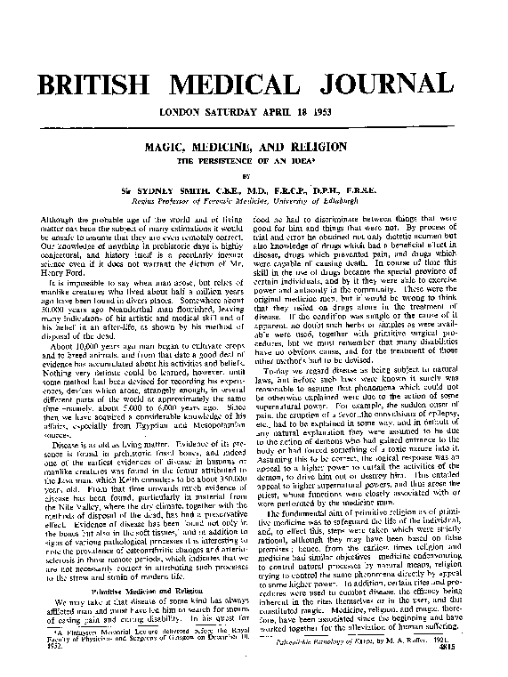 (PDF) Magic, Medicine, and Religion