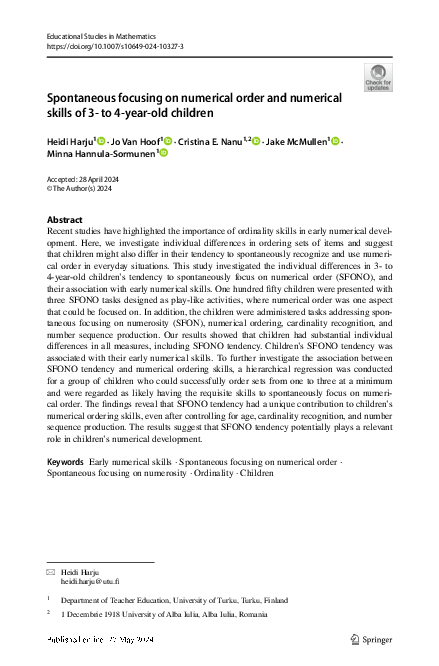 (PDF) Spontaneous focusing on numerical order and numerical skills of 3 ...