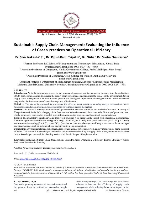 (PDF) Sustainable Supply Chain Management: Evaluating the Influence of Green Practices on ...